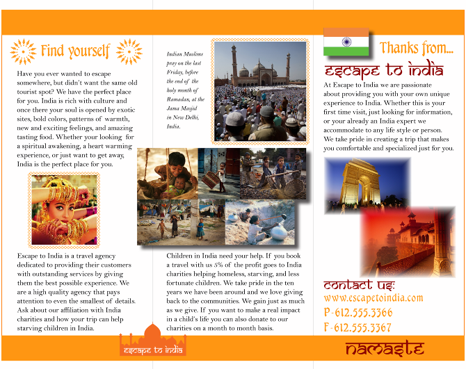 Escape to India Travel Agency - Cassandra Hendrix Portfolio